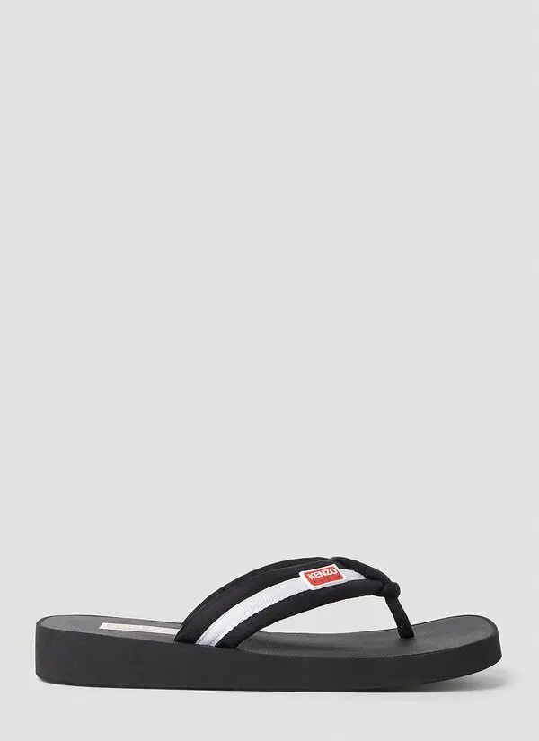 Kenzo Logo Patch Flip Flops - Black