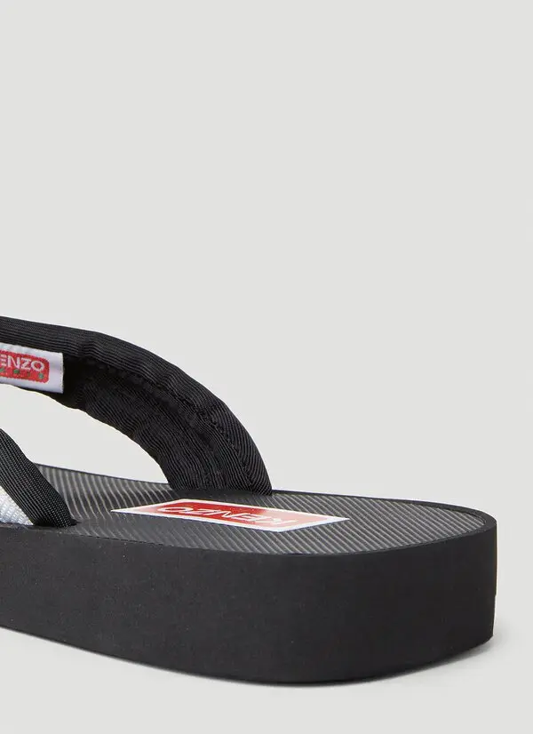 Kenzo Logo Patch Flip Flops - Black