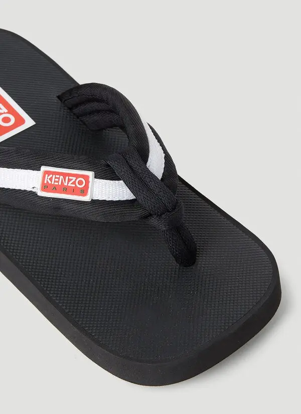 Kenzo Logo Patch Flip Flops - Black