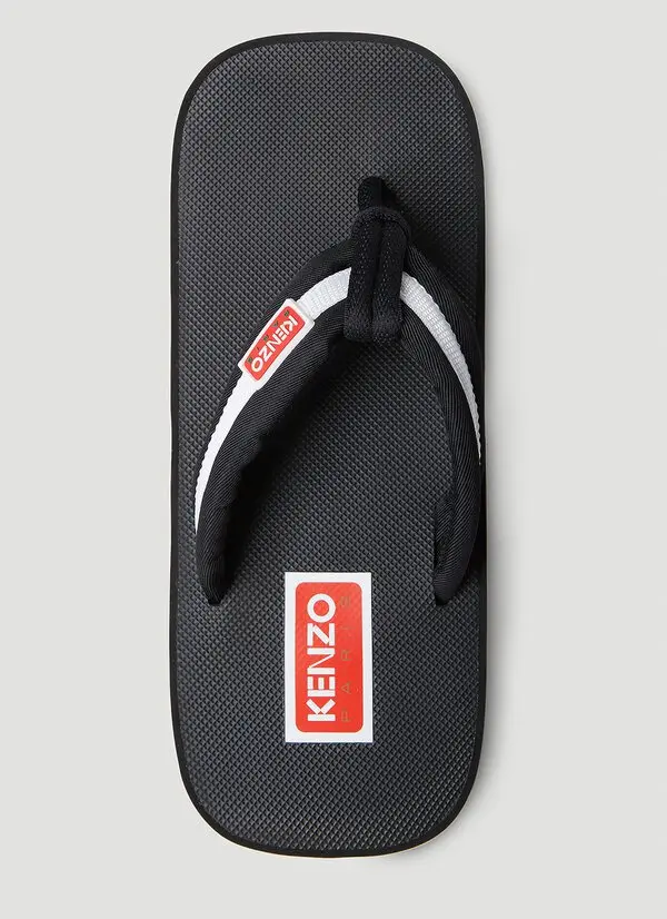 Kenzo Logo Patch Flip Flops - Black