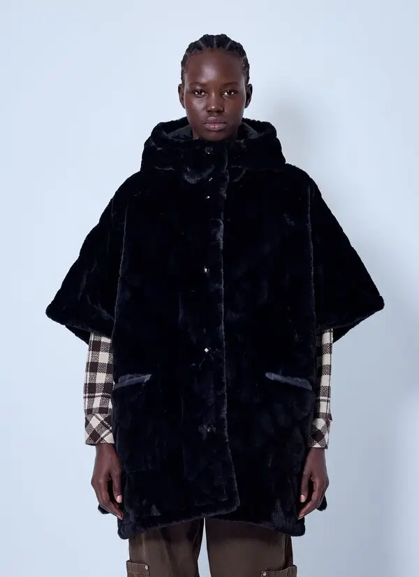 Moncler Reversible Hooded Cape - Black