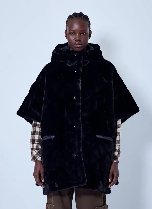 Moncler Reversible Hooded Cape - Black