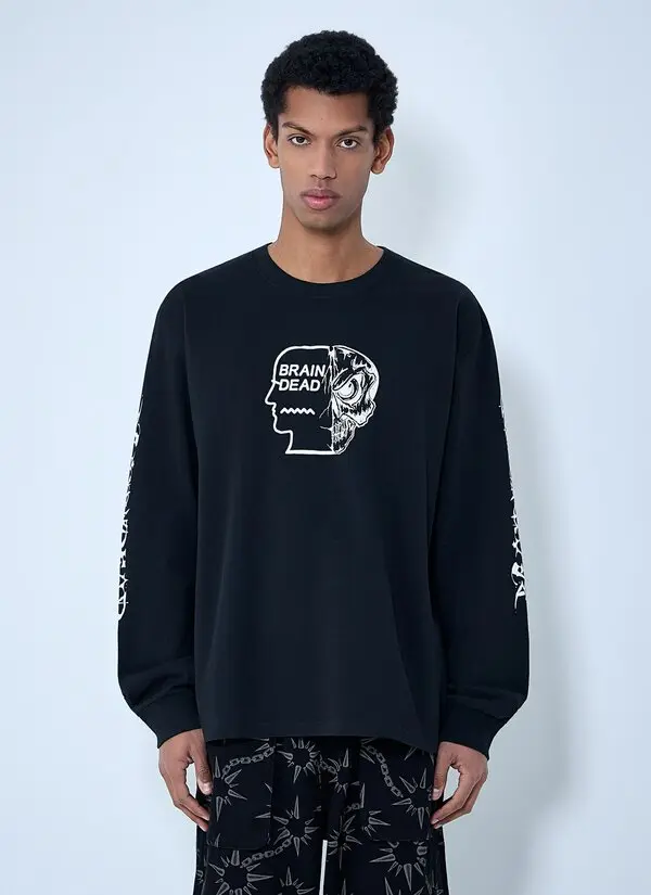 BRAIN DEAD Printed Wide-leg Trousers - Black