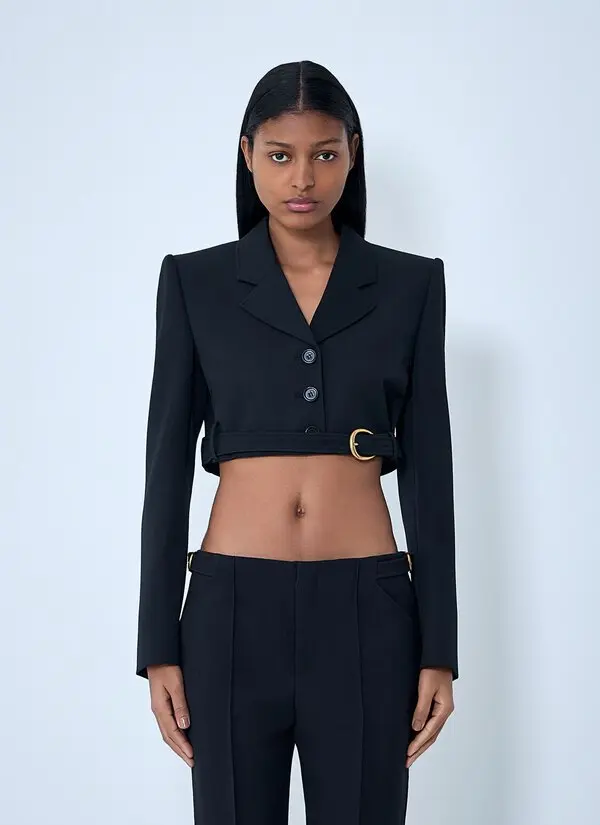 Chloé Cropped Wool Blazer - Black