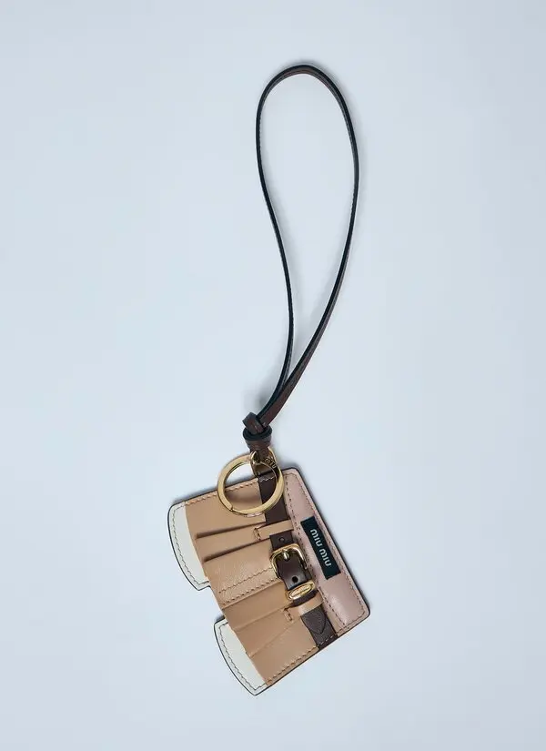 Miu Miu Leather Skirt Keyring - Beige