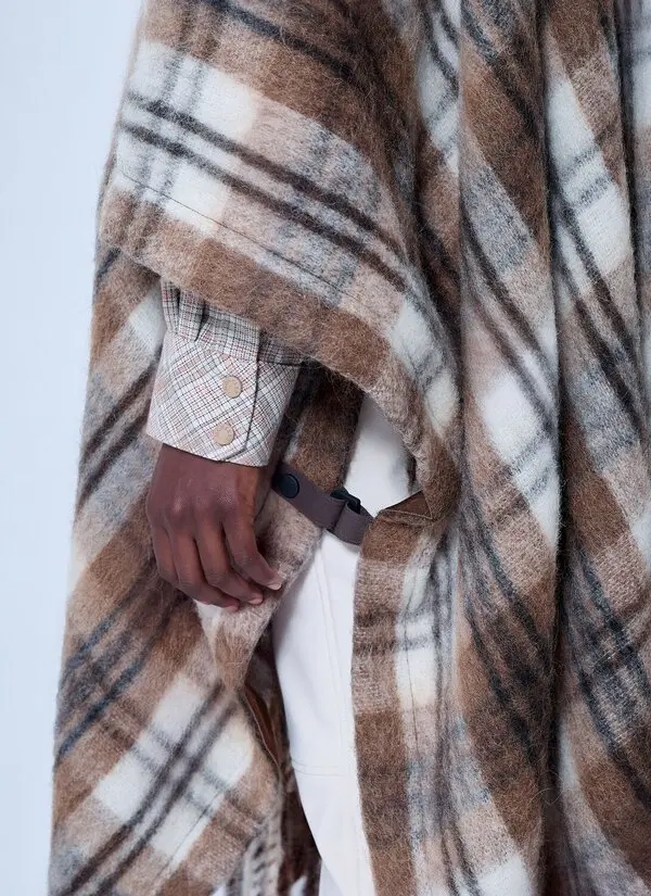 Moncler Shearling Collar Mohair, Alpaca & Wool Blend Cape