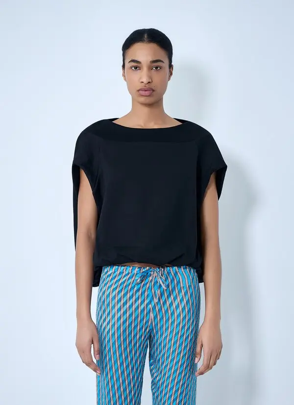 Dries Van Noten Draped Sleeve Top - Black