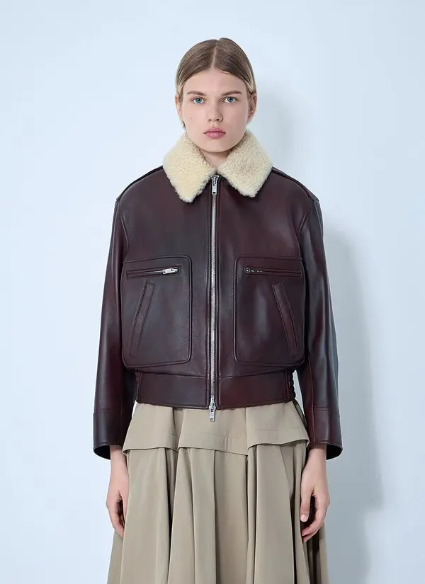 Bottega Veneta Leather Blouson Jacket - Brown