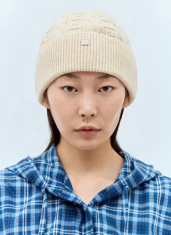 Acne Studios Cable Knit Beanie Hat - Beige