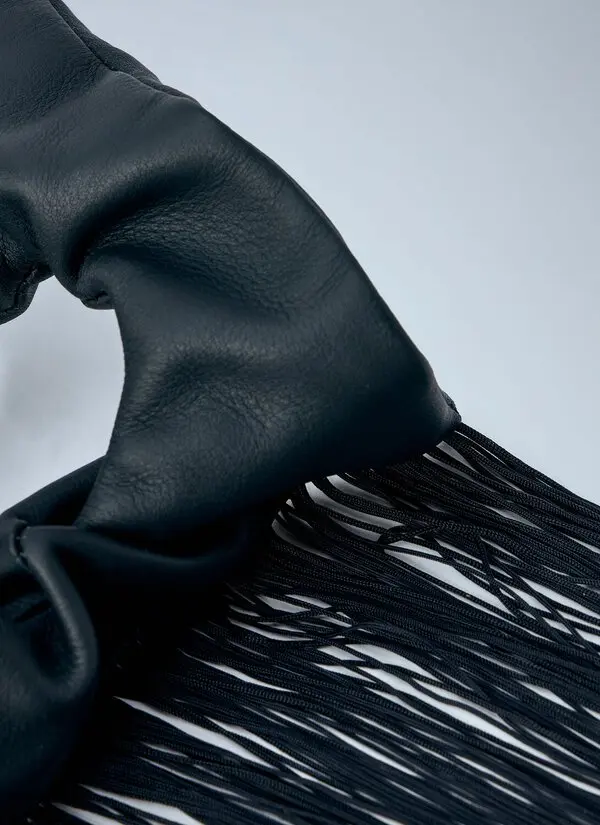 LIMI FEU Moist Tanned Kip Leather Fringe Scrunchie