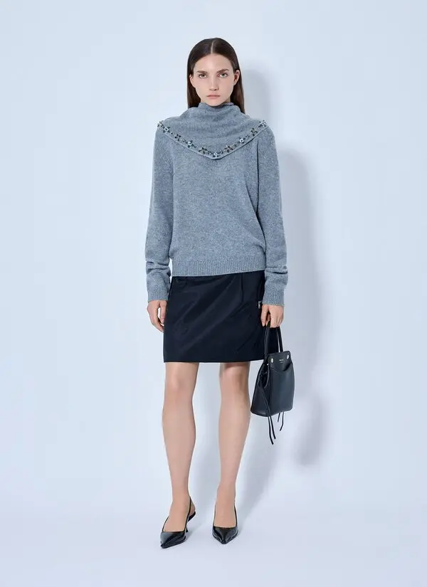 Prada Embroidered-scarf Cashmere Sweater