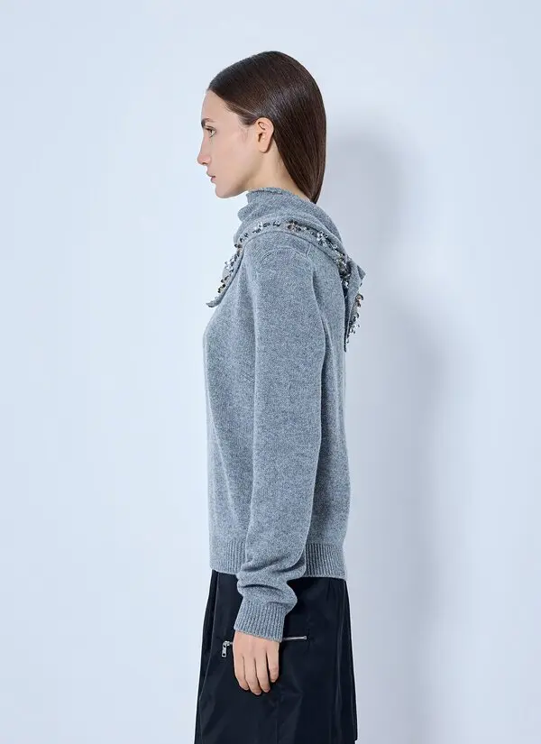 Prada Embroidered-scarf Cashmere Sweater