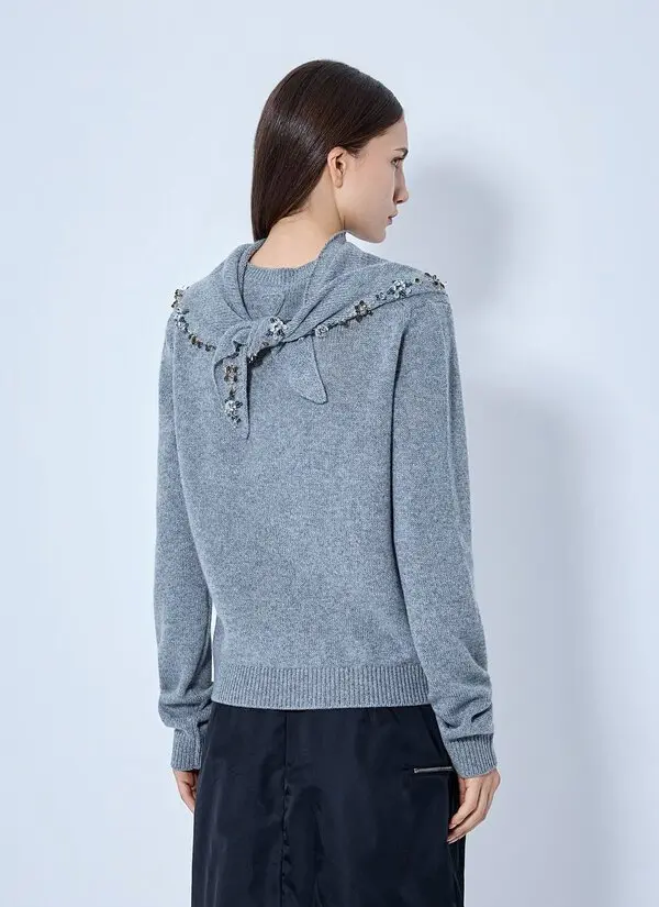 Prada Embroidered-scarf Cashmere Sweater