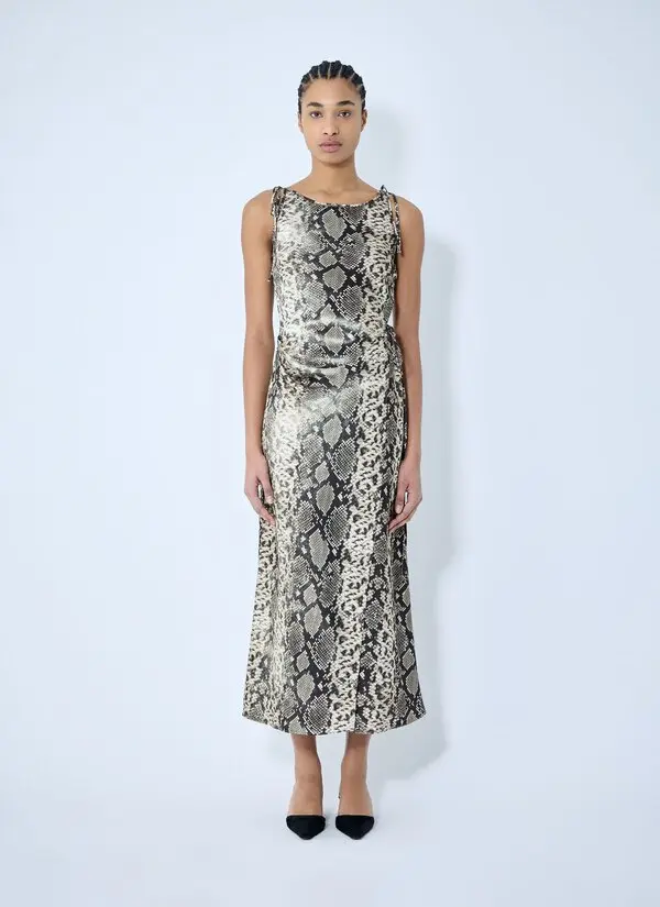 Acne Studios Satin Python Print Midi Dress - Brown
