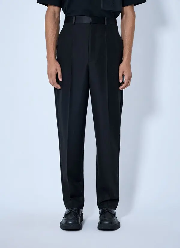 Bottega Veneta Mohair Wool Canvas Trousers - Black