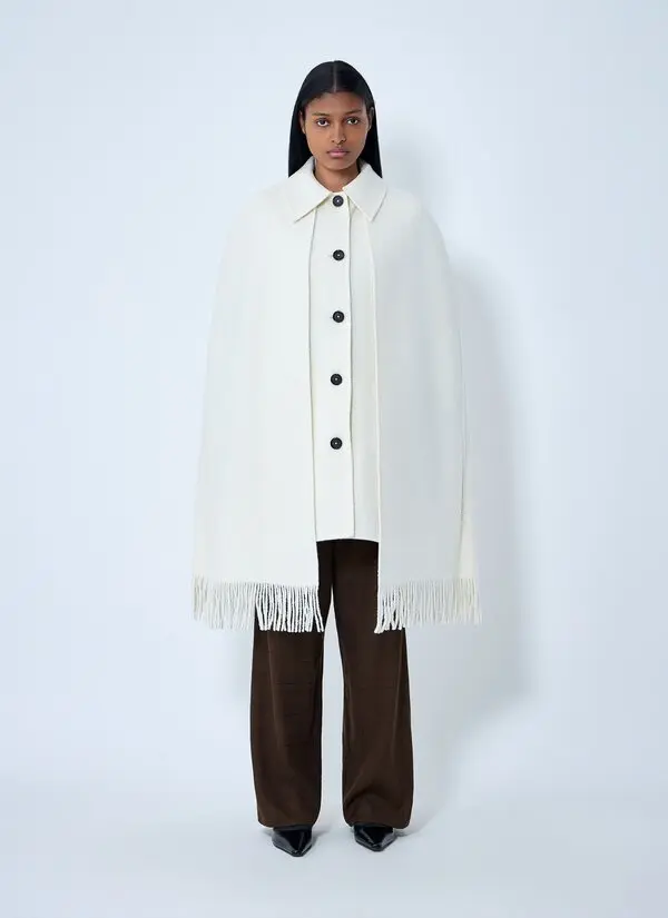 TOTEME Fringe Cape Coat - White