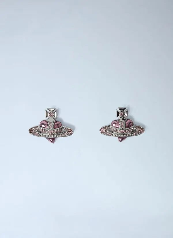 VIVIENNE WESTWOOD New Diamante Heart Earrings - Silver