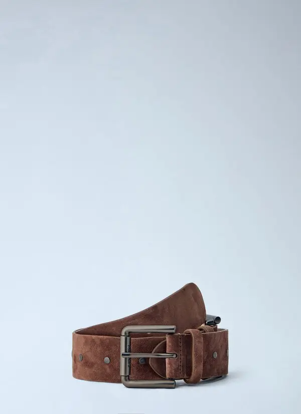 Max Mara Suede Finish Leather Belt - Brown