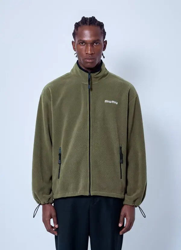 Miu Miu Fleece Zipper Jacket - Olive