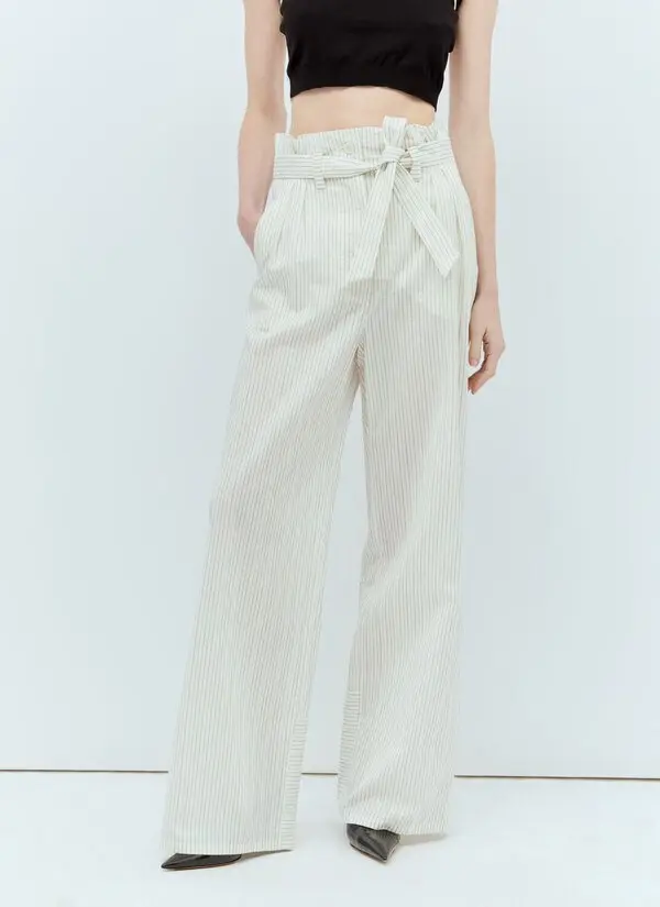 Max Mara Pinstriped Canvas Pants - White