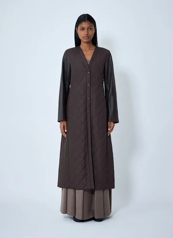 Max Mara Quilted Maxi Coat - Brown