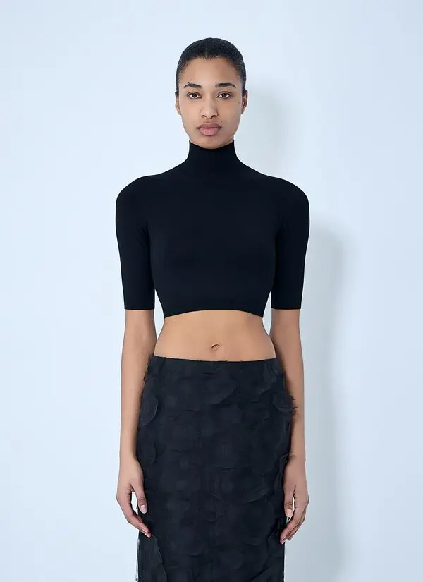 Max Mara High-neck Cropped Knit Top - Black