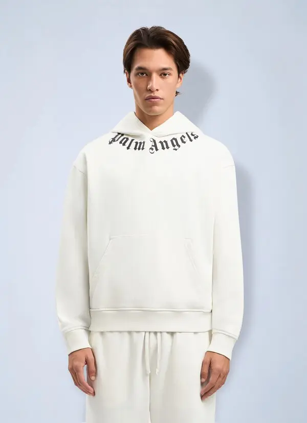 Palm Angels Neck Logo Hoodie - White