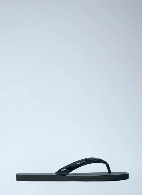 Prada Logo-embossed Leather Flip-flop Sandals - Black