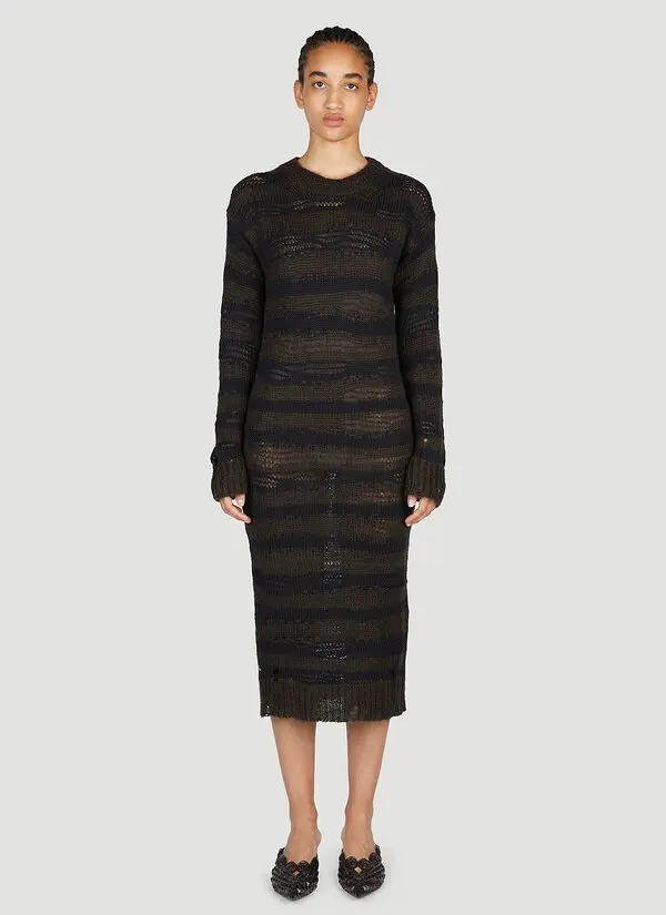 Acne Studios Ladder Knit Midi Dress - Brown