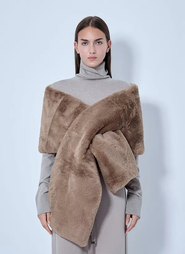 Max Mara Faux Fur Stole - Brown