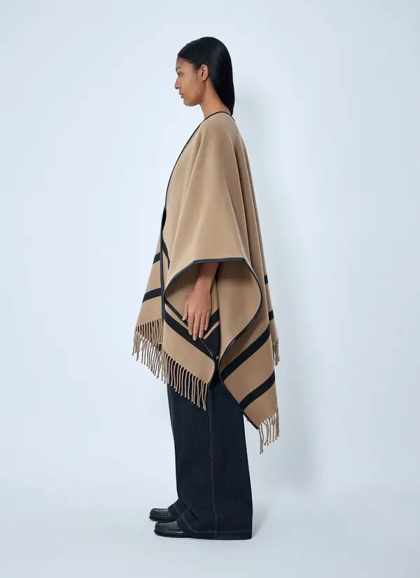 Max Mara Logo Motif Poncho - Camel
