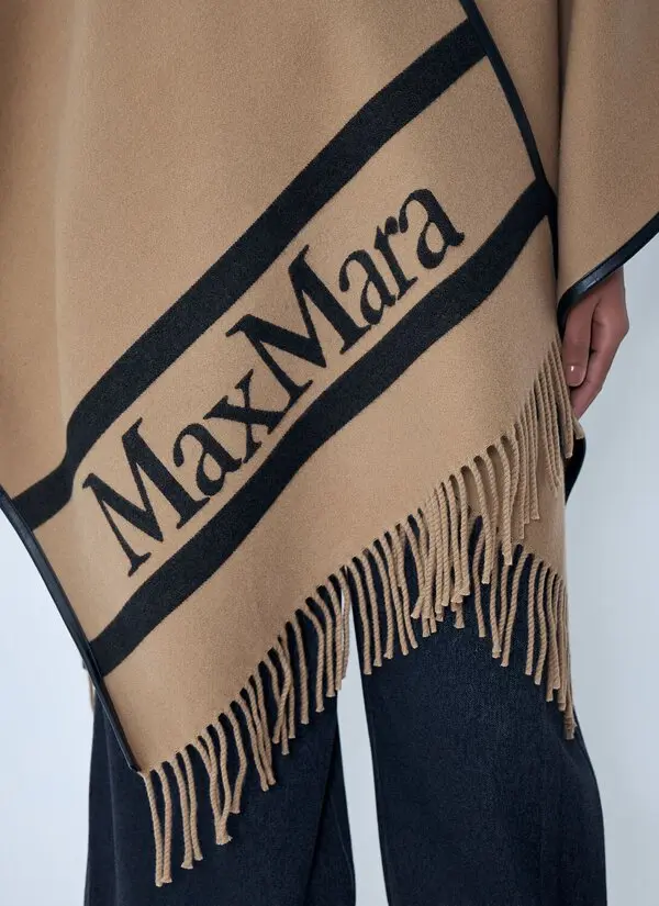 Max Mara Logo Motif Poncho - Camel