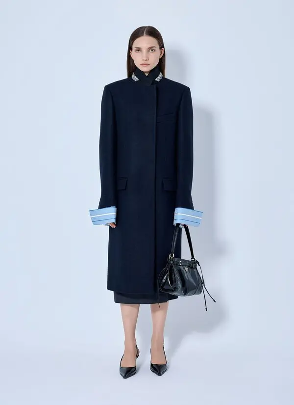 Prada Single-breasted Embroidered Double Wool Coat