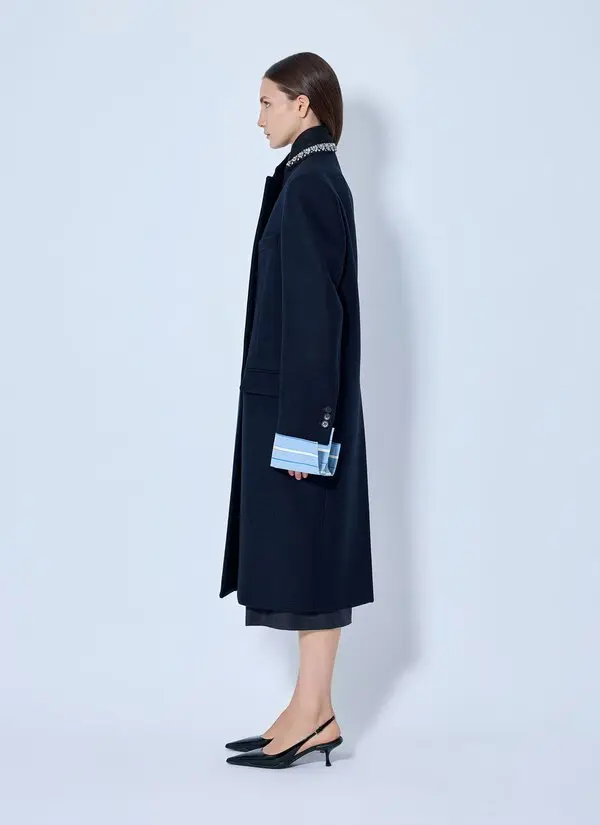 Prada Single-breasted Embroidered Double Wool Coat