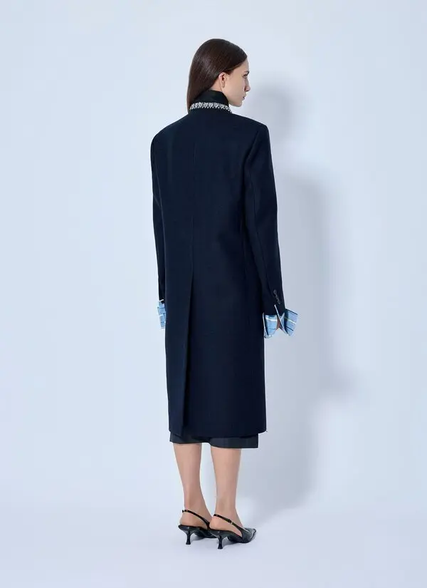 Prada Single-breasted Embroidered Double Wool Coat