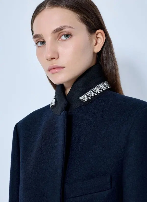 Prada Single-breasted Embroidered Double Wool Coat
