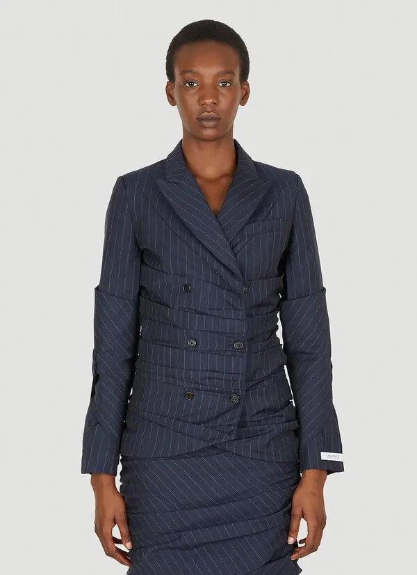LOURDES Pinstripe Ruched Blazer