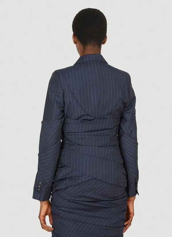 LOURDES Pinstripe Ruched Blazer