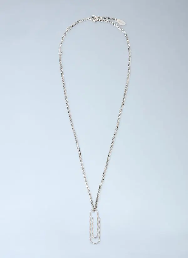 Off-White Paperclip Strass Necklace - Grey
