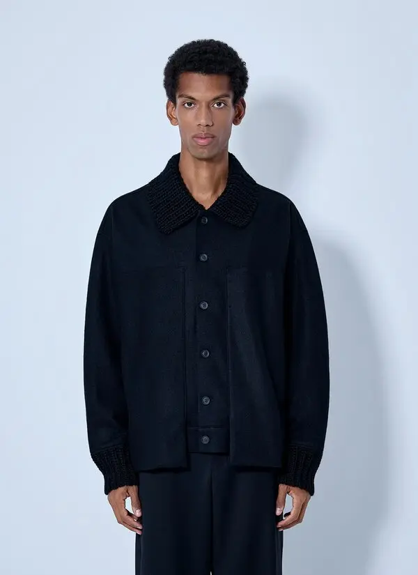Yohji Yamamoto Rib Detail Blouson - Black