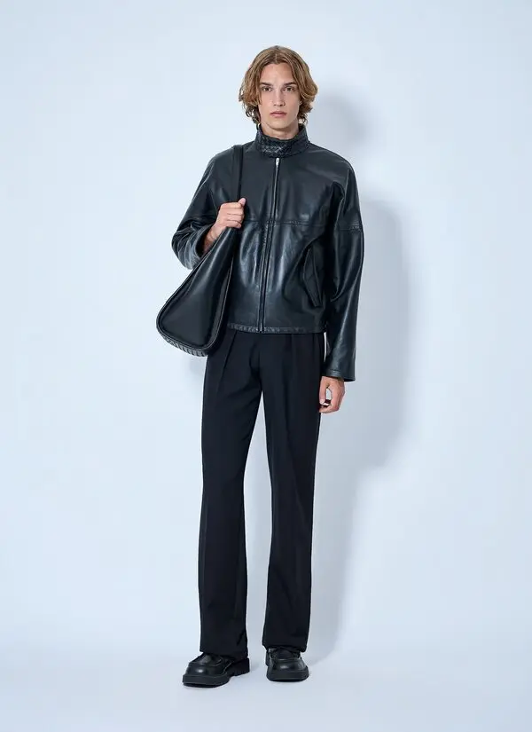 Bottega Veneta Intrecciato Leather Blouson Jacket