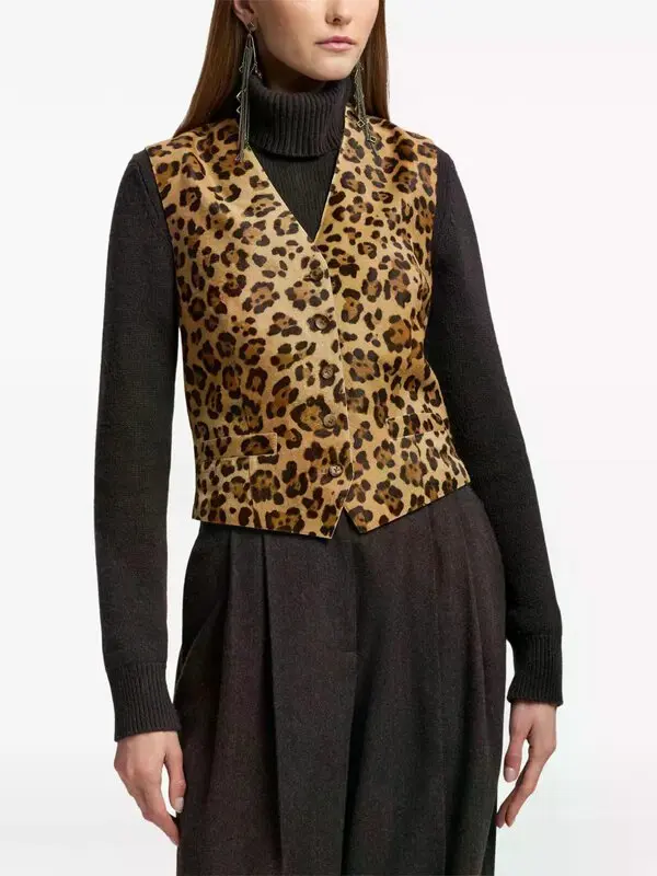 Ralph Lauren Leopard-print Leather Waistcoat