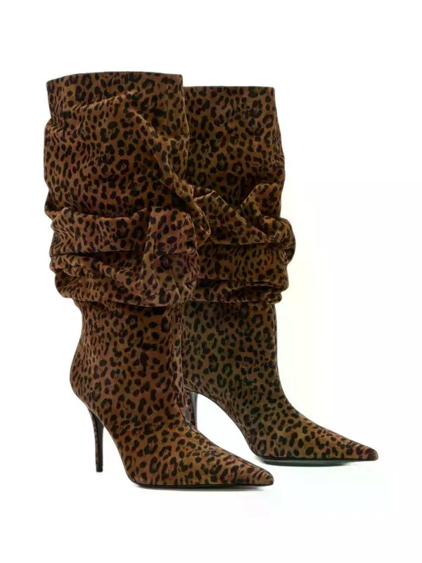 Amina Muaddi Anok Leopard-print Knee-high Boots