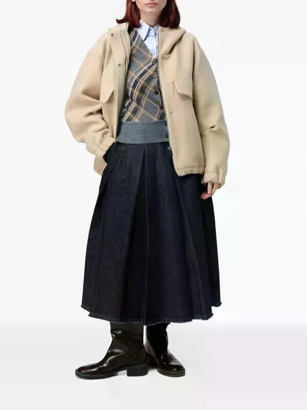 TELA Check-pattern Button-up Vest - Grey