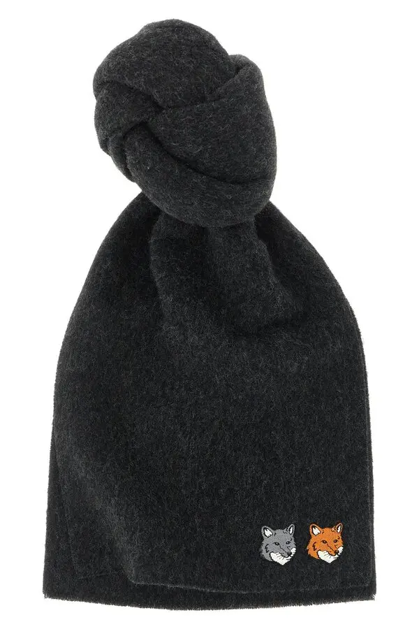 Maison Kitsuné Double Fox Head' Scarf - Gray