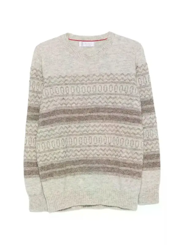 Brunello Cucinelli Fair Isle Intarsia Sweater - Grey