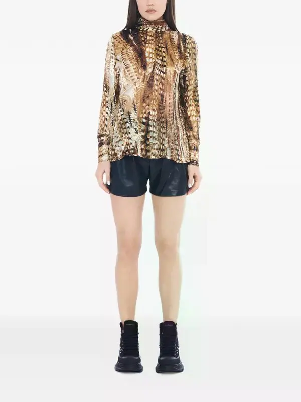 TESSITURA Flames Feather-print Silk Blouse