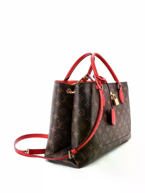 LOUIS VUITTON Flower Monogram Canvas With Leather Tote Bag