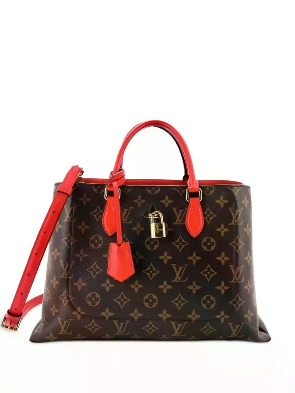 LOUIS VUITTON Flower Monogram Canvas With Leather Tote Bag - Cerise Monogram