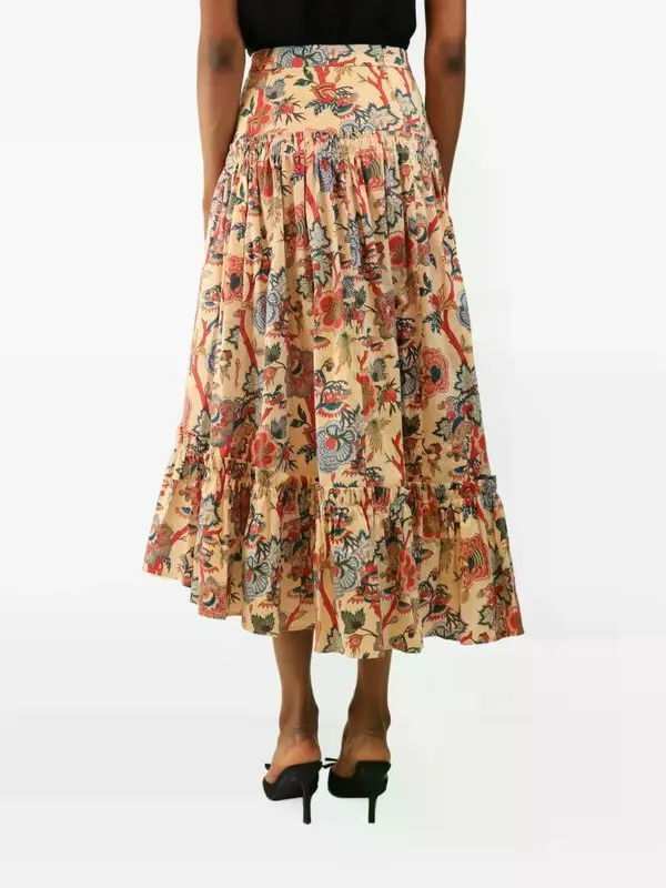 Cara Cara Floral-print Tiered Midi Skirt